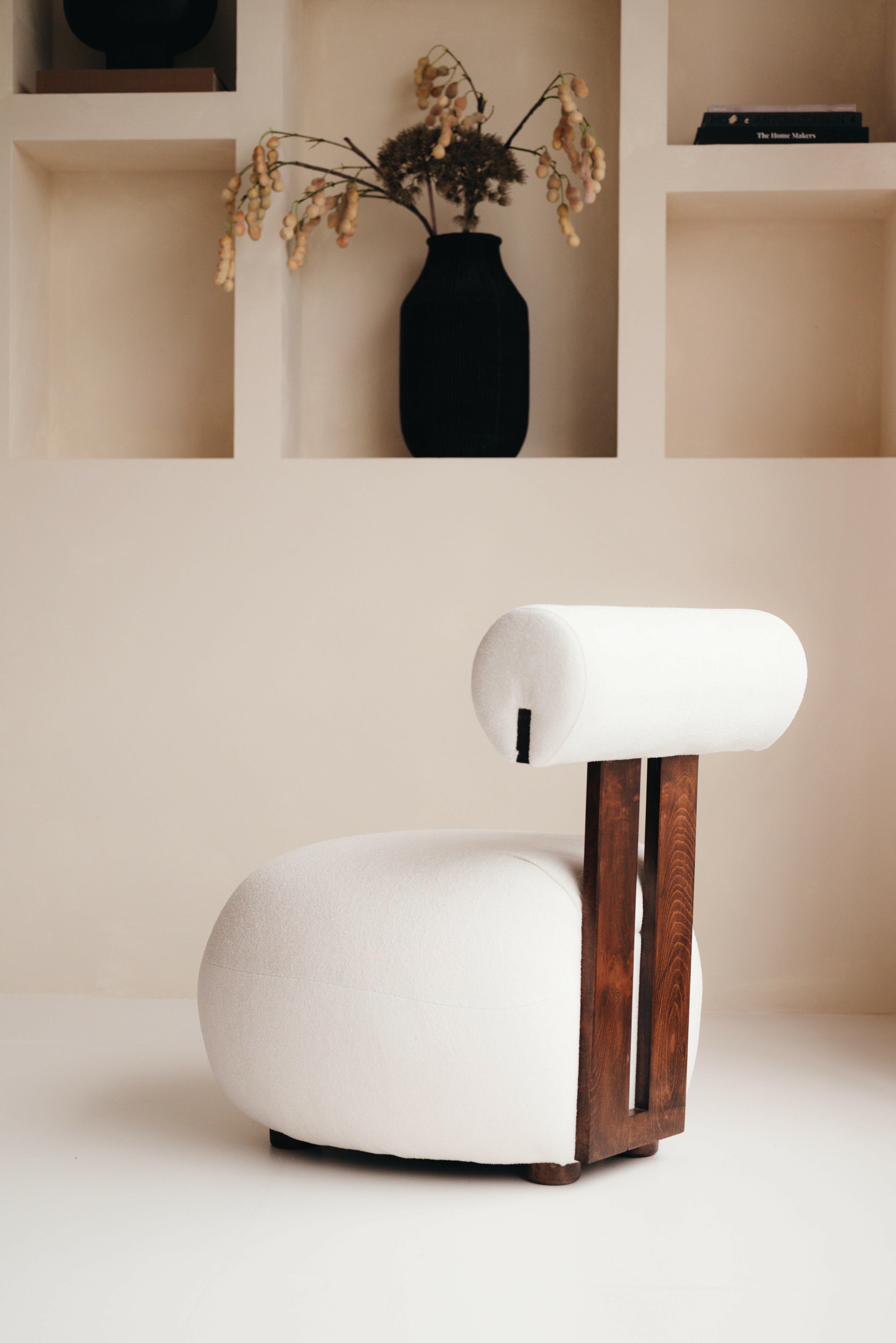 Mokani Japandi Lounge Stoel fauteuil Minimalistisch Ontwerp met Houten